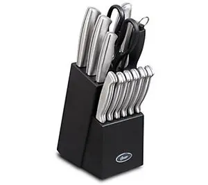 OSTER Baldwyn 14 Piece Stainless Steel Cutlery Block Set - Silver