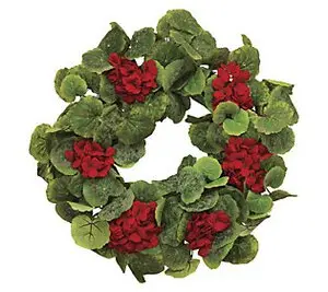 GERSON INTERNATIONAL 24' Fabric Geranium Twig Wreath Gerson Co - One-color