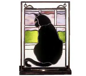 MEYDA Tiffany Style Cat Mini Window Panel And Display - One-color