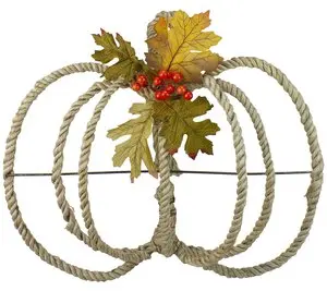 NORTHLIGHT 16' Foliage & Rope Pumpkin Thanksgiv Ing Wall Hang - One-color