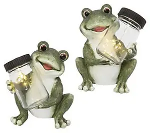 GERSON INTERNATIONAL S/2 8.6'h Solar Lighted Frogs Gerson Co - One-color
