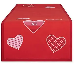 DESIGN IMPORTS 14' X 54' Embellished Hearts Tab Le Runner - One-color