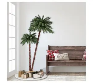 PULEO INTERNATIONAL Puleo 6' Double Prelit Artificial Palm Tree 175 Lights