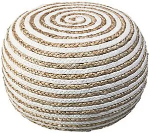 OX BAY TRADING CO. Ox Bay Natural Ivory Braided Pouf - One-color