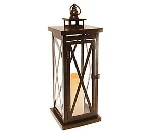 LUMABASE Criss-cross Metal Lantern With Led Fla Meless Candle - One-color
