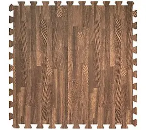 SORBUS Interlocking Floor Mat -wood Grain Print, 12-pc - One-color