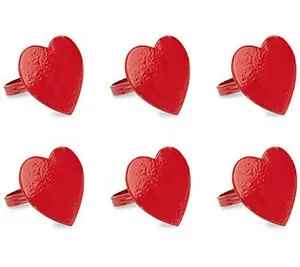 DESIGN IMPORTS 6-pack Red Heart Napkin Ring Set