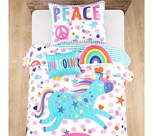 LUSH DECOR Unicorn Rainbow Twin Quilt Set By