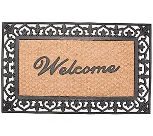 NATURE MATS BY GEO Tc Scroll Rubber Border Welcome Doormat - One-color