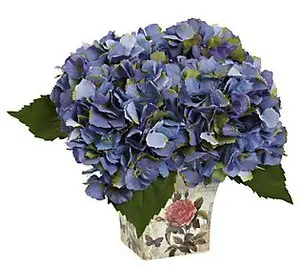 NEARLY NATURAL Hydrangea With Floral Planter By - One-color