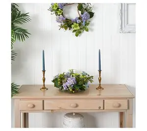 NEARLY NATURAL Hydrangea Candleabrum Centerpiece Nearly Nat Ural