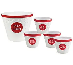 GOURMAC Set Of 5 Popcorn Bucket & Bowls - One-color