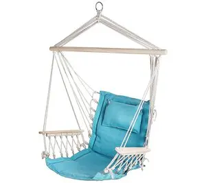 BACKYARD EXPRESSIONS Hanging Hammock Chair With Wooden Armrests - One-color