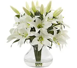 NEARLY NATURAL Lily Arrangement With Vase By - One-color