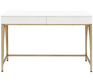 ACME Lightmane Desk, White High Gloss & Gold