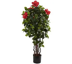 NEARLY NATURAL 4' Hibiscus Tree By - One-color