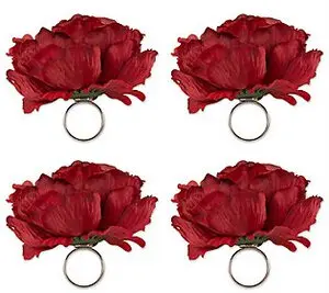 DESIGN IMPORTS Peony Napkin Ring Set Of 4 - One-color