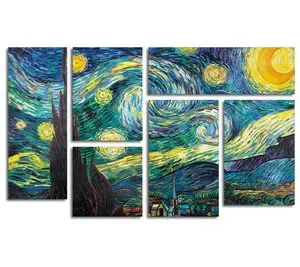 LAVISH HOME Van Gogh Starry Night 6-piece Print - One-color