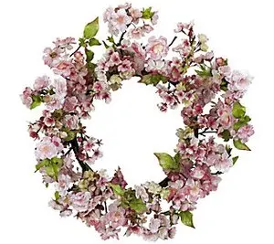 NEARLY NATURAL 24' Cherry Blossom Wreath By - One-color
