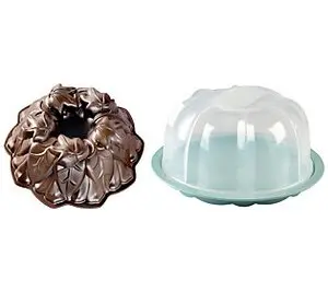 NORDICWARE Harvest Leaves Bundt Pan & Bundt Ca E Keeper - One-color
