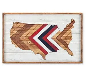 GERSON INTERNATIONAL Wooden America Map Wall Decor Gerson Co - One-color