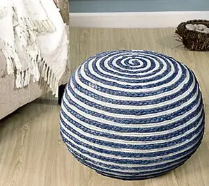 OX BAY TRADING CO. Ox Bay Seafaring Navy Pouf
