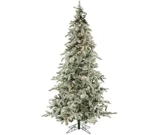 FRASER HILL FARM 9' Flocked Mountain Pine Multi Color Lit Tree