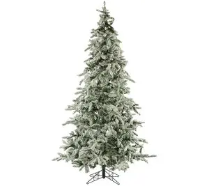 FRASER HILL FARM 9' Flocked Mountain Pine Multi Color Lit Tree
