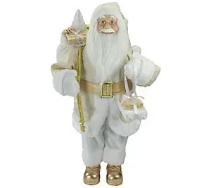 NORTHLIGHT 18' Gold & White Standing Santa Figu E W/ Presents - One-color