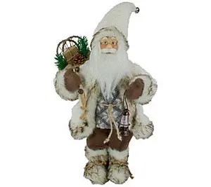NORTHLIGHT 12'standing Snow Lodge Santa Figure Ith A Lantern - One-color
