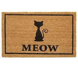 GEO CRAFTS Meow Coir Doormat With Pvc Backing - One-color