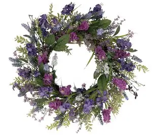 PULEO INTERNATIONAL Puleo 24' Lavender Floral Spring Wreath - One-color