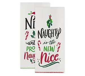 DESIGN IMPORTS Set Of 2 Assorted Naughty Nice K Tchen Towels - One-color