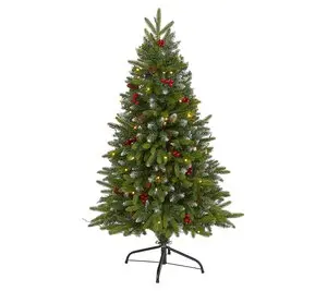 NEARLY NATURAL 4' Snow-tipped Christmas Tree W/ 00 Clear Led - One-color