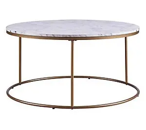 TEAMSON Marmo Modern Round Coffee Table, M Arble/brass - One-color