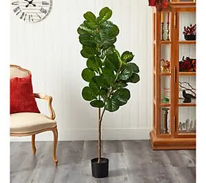 NEARLY NATURAL 5.5' Fiddle Leaf Fig Artificia L Tree