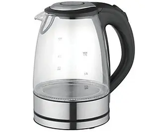 MEGACHEF 1.7-liter Glass & Stainless Steel Elec Tric Teakettle - Silver