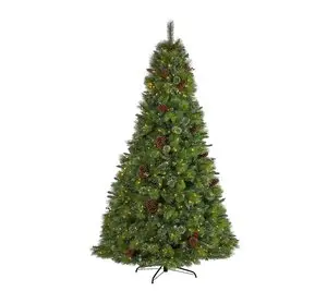 NEARLY NATURAL 8' Tree W/pine Cones & 700 Clear Led Lights - One-color