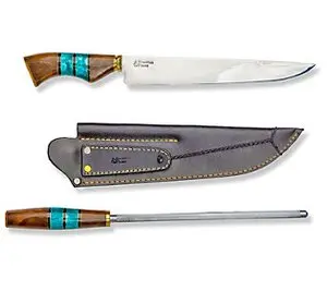 BRAZILIAN FLAME Ribs 10-inch Stainless Knife W/ Sharpener - One-color
