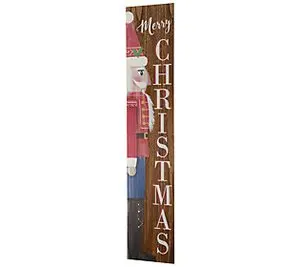 GLITZHOME Wood Merry Christmas Nutcracker Verti Cal Porch Sign - One-color