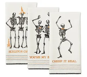 DESIGN IMPORTS Set Of 3 Skeletons Kitchen Towel - One-color
