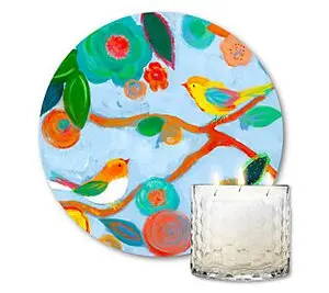 COURTSIDE MARKET Courtside Bright Bird I 8'x8' Art Board & 13.5 Z Candle - One-color