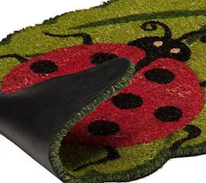 GEO CRAFTS Ladybug Coir Doormat With Pvc Backing