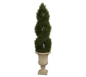 NEARLY NATURAL 5' Pond Cypress Spiral Topiary I Ndoor/outdoor - One-color