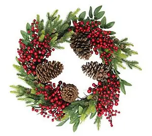 NORTHLIGHT Red Berries Wreath - One-color