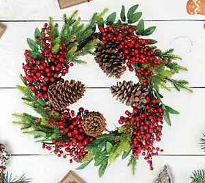 NORTHLIGHT Red Berries Wreath