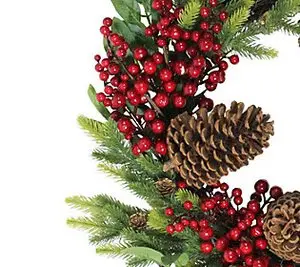NORTHLIGHT Red Berries Wreath