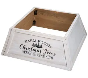 GLITZHOME 26'l Wooden Trapezoid Farm Christmas Ree Box Collar - One-color