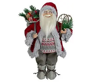 NORTHLIGHT 2' Standing Santa Figure With A Plus Bear - One-color