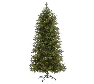 NEARLY NATURAL 7' Christmas Tree W/500 Clear Le D - One-color